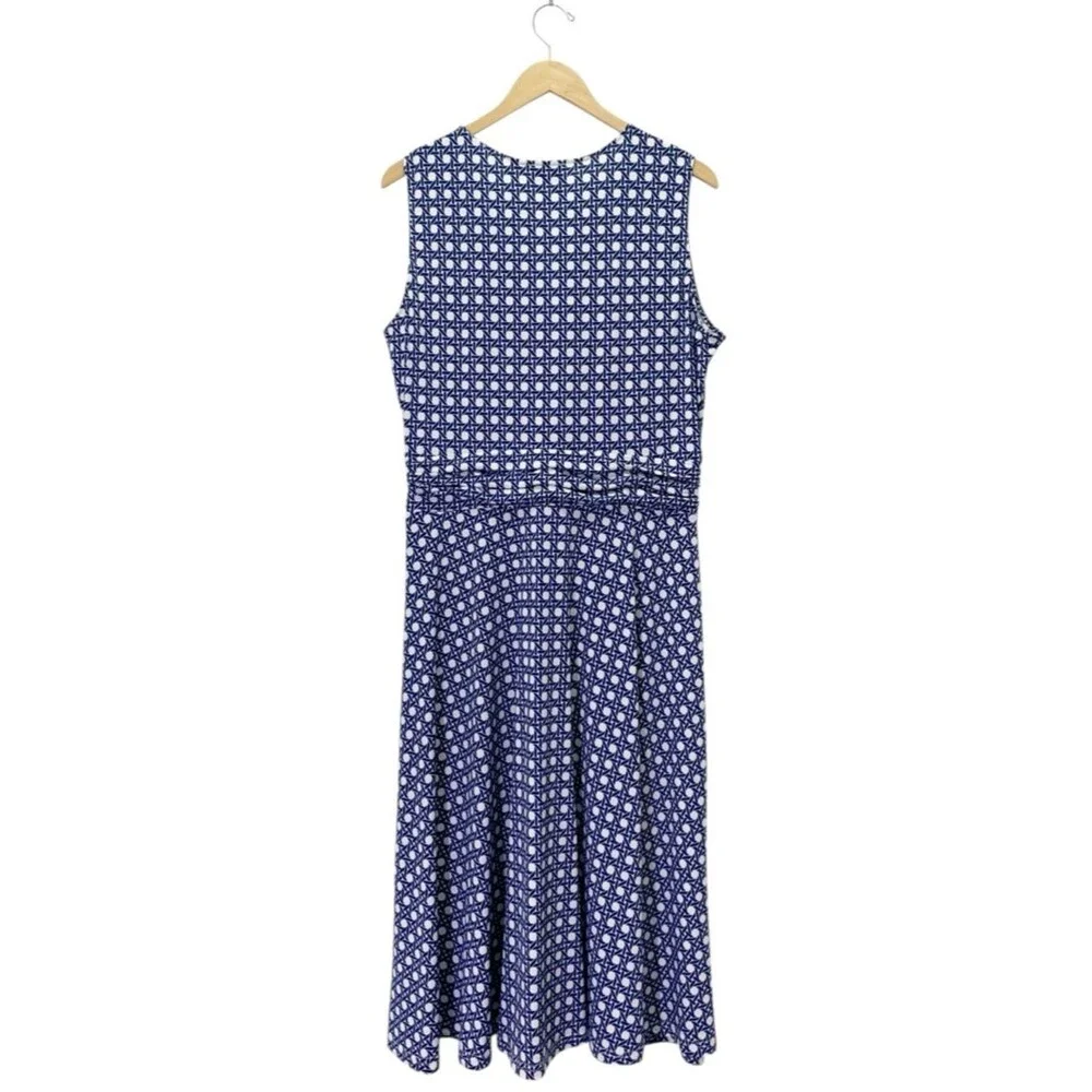 Leota | Dresses | Leota Cindy Lattice Print Midi Dress Size Large Blue ...